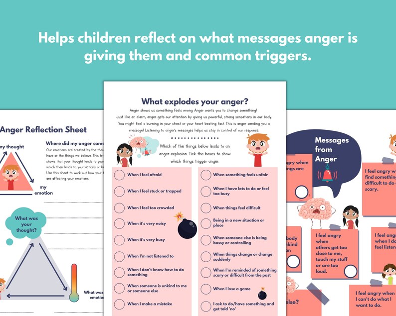 Anger Management Worksheets for Kids PRINTABLE Managing - Etsy