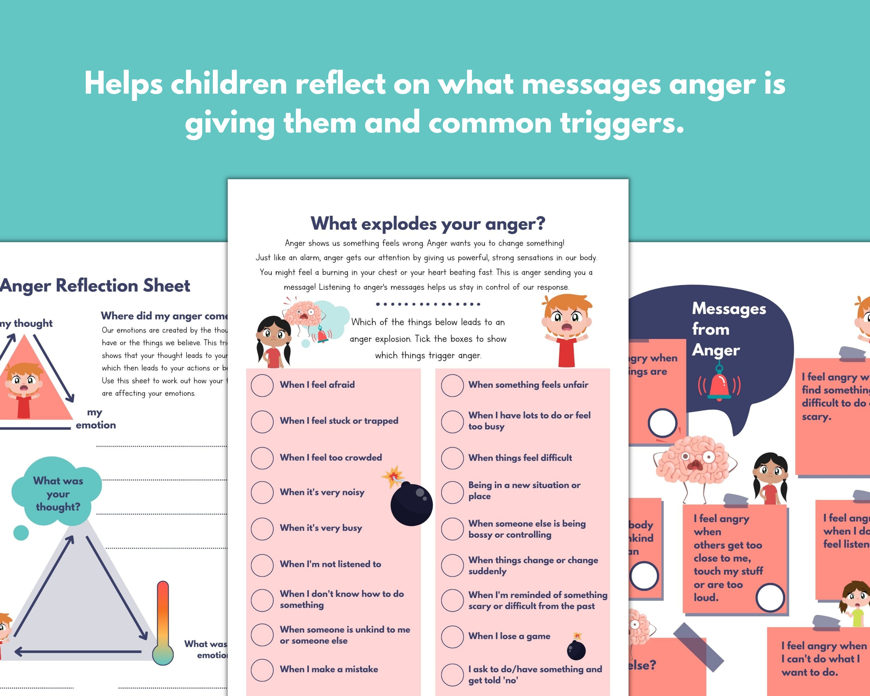 Anger Management Worksheets for Kids PRINTABLE Managing - Etsy