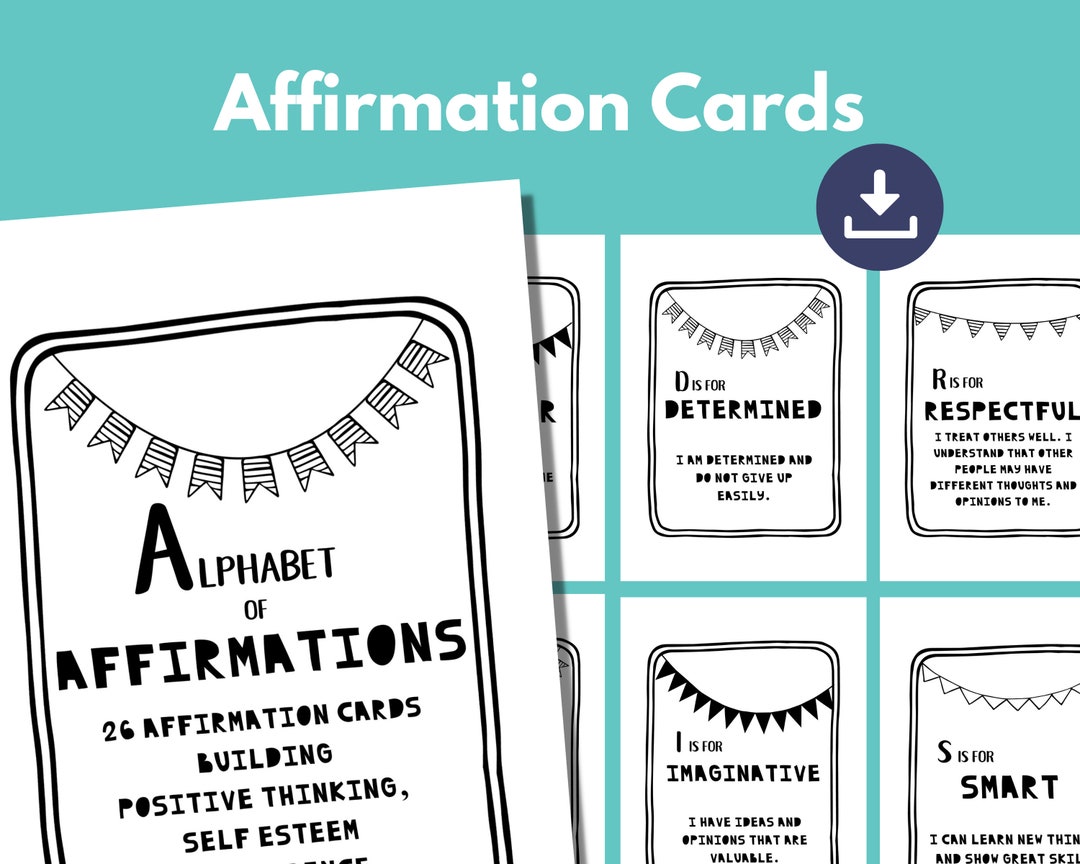 Teenager Positive Affirmation PRINTABLE Self Esteem Encouragement Black ...