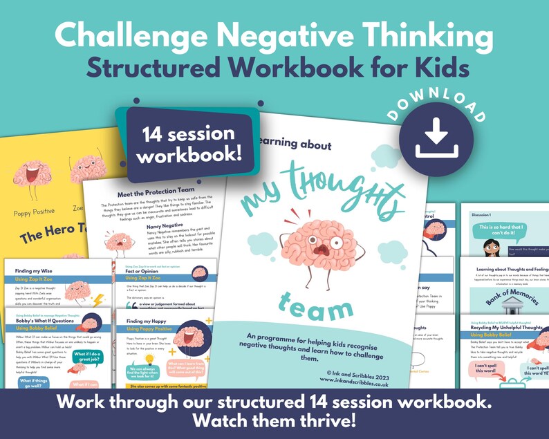 CBT Printable for Kids | Growth Mindset & Positive Thinking Workbook ...