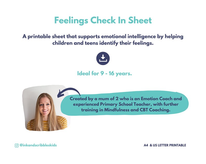 Feelings Check in Sheet PRINTABLE | Identifying Feelings Worksheet for ...