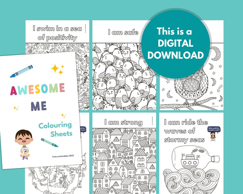 Affirmation Colouring Pages for Kids Mindful Kids Colouring - Etsy UK