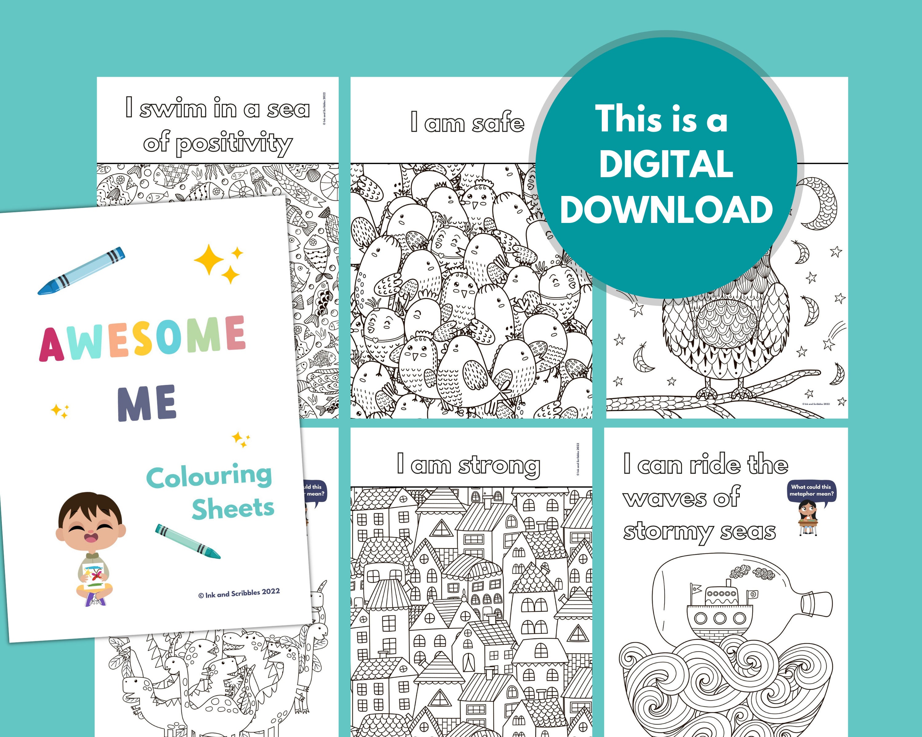 Affirmation Colouring Pages for Kids Mindful Kids Colouring - Etsy UK