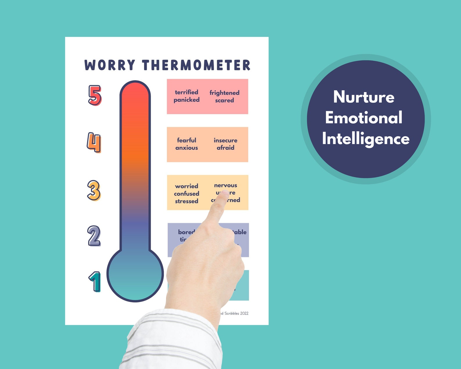 Anxiety Thermometer PRINTABLE for Kids and Teens | Worry, Fear Scale ...