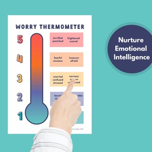 Anxiety Thermometer PRINTABLE for Kids and Teens | Worry, Fear Scale ...