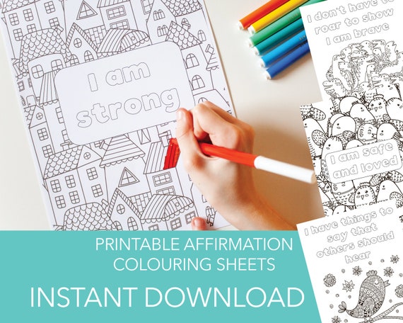 Affirmation Colouring Pages for kids Mindful Kids Colouring | Etsy