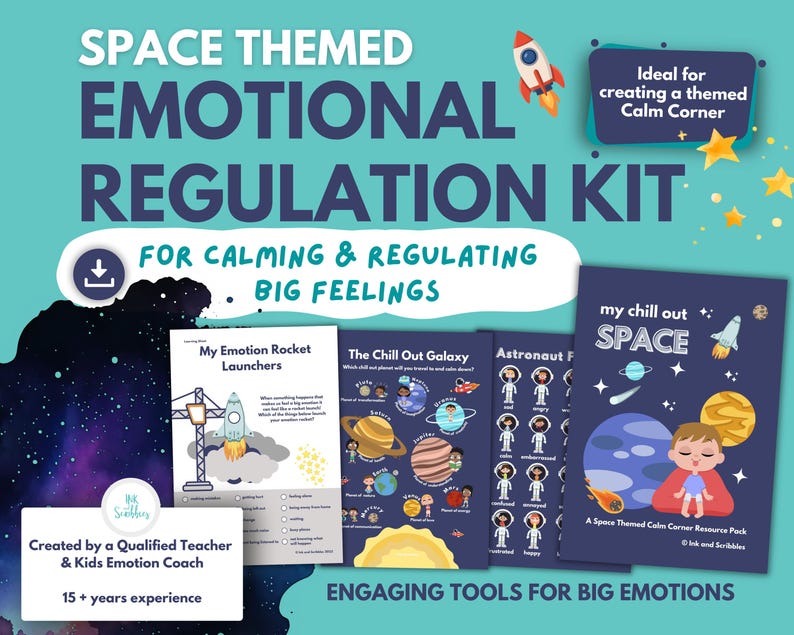 Space Themed Kids Feelings, Emotional Regulation Worksheets, Calming ...