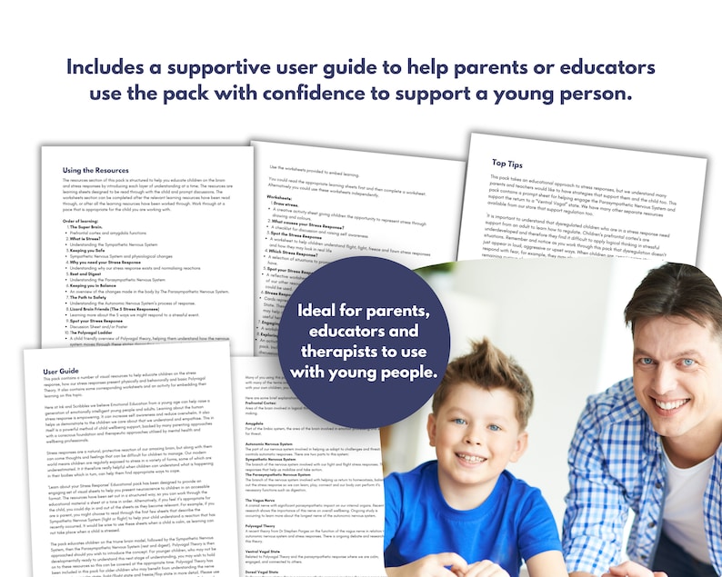 Stress Response Workbook for Kids | Printable Nervous System, Fight ...