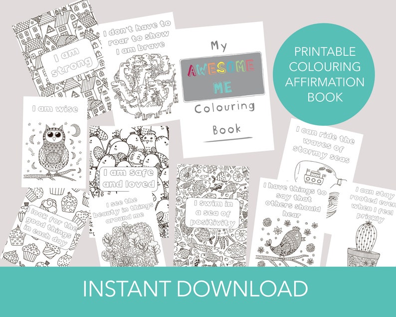 Affirmation Colouring Pages for kids Mindful Kids Colouring | Etsy