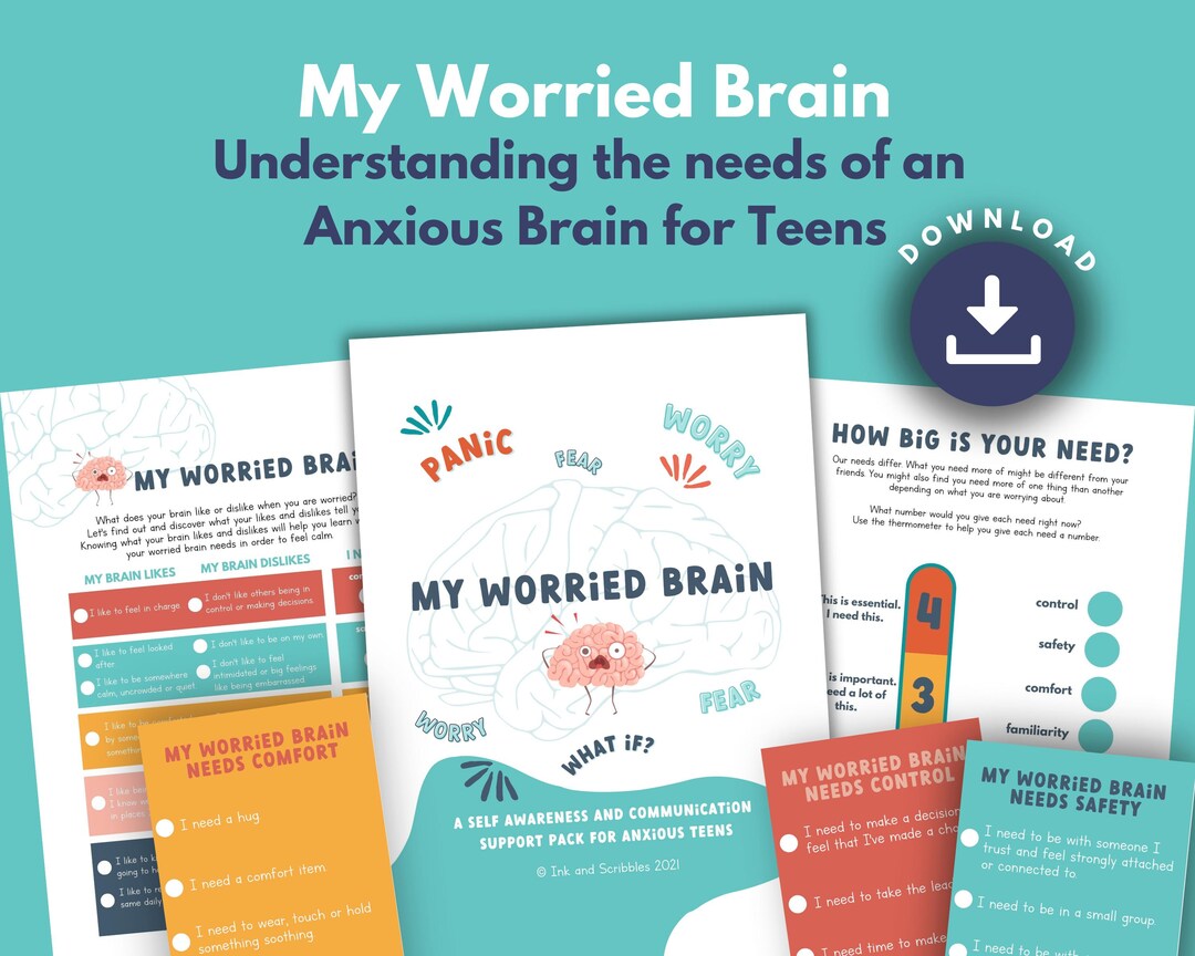 Anxiety Coping Skills Printable for Teens: My Worried Brain (PDF ...