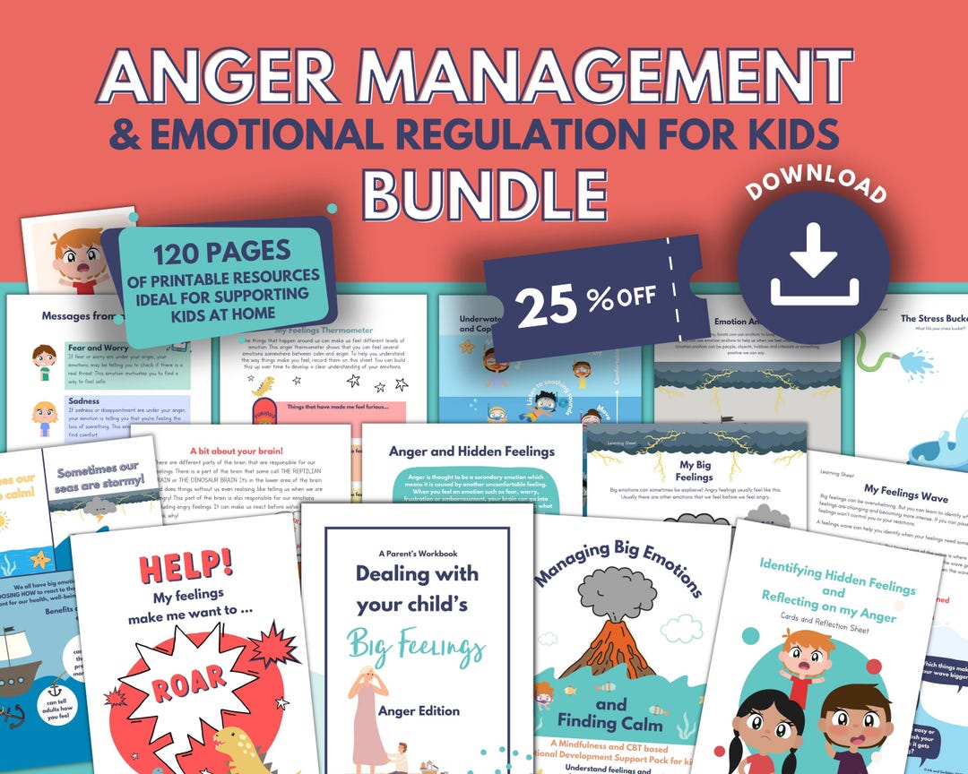 Anger Management Printable Bundle: Emotional Regulation for Kids (PDF ...