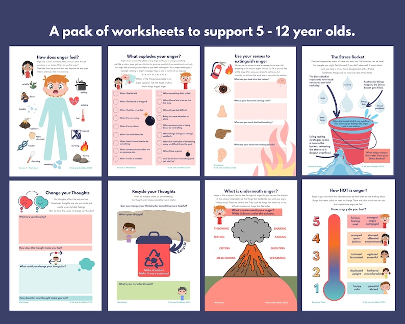 Anger Management Worksheets for Kids: Emotional Regulation, Coping ...