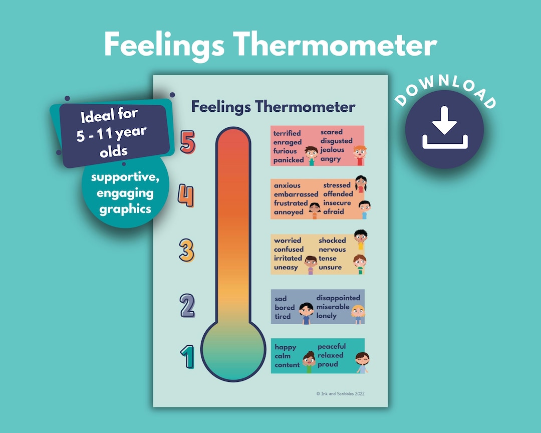 Feelings 5 Point Scale Thermometer PRINTABLE for Kids | Identifying ...