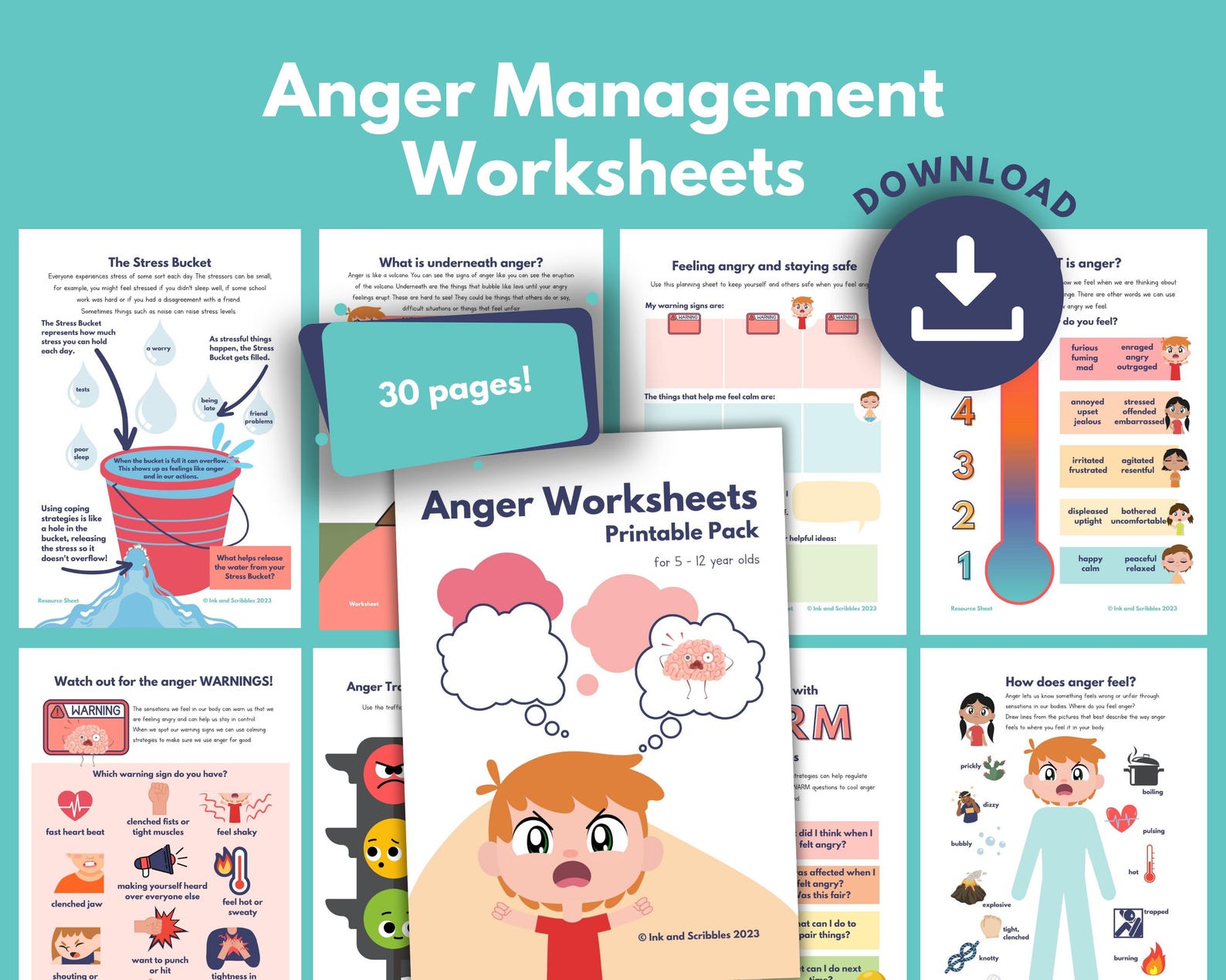 Anger Management Worksheets for Kids: Emotional Regulation, Coping ...