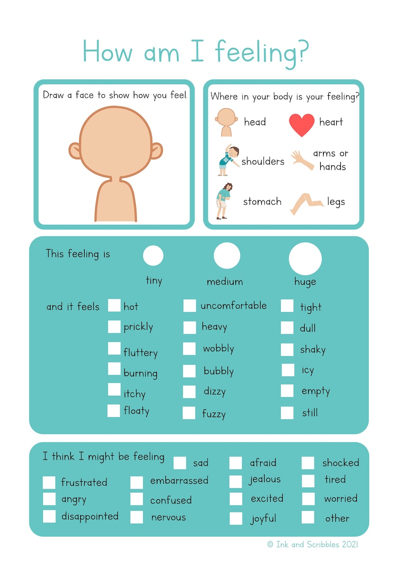 Feelings Check in Sheet PRINTABLE Identifying Feelings - Etsy UK