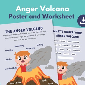 Anger Volcano Poster and Worksheet for Kids Self Regulation Wall Print ...