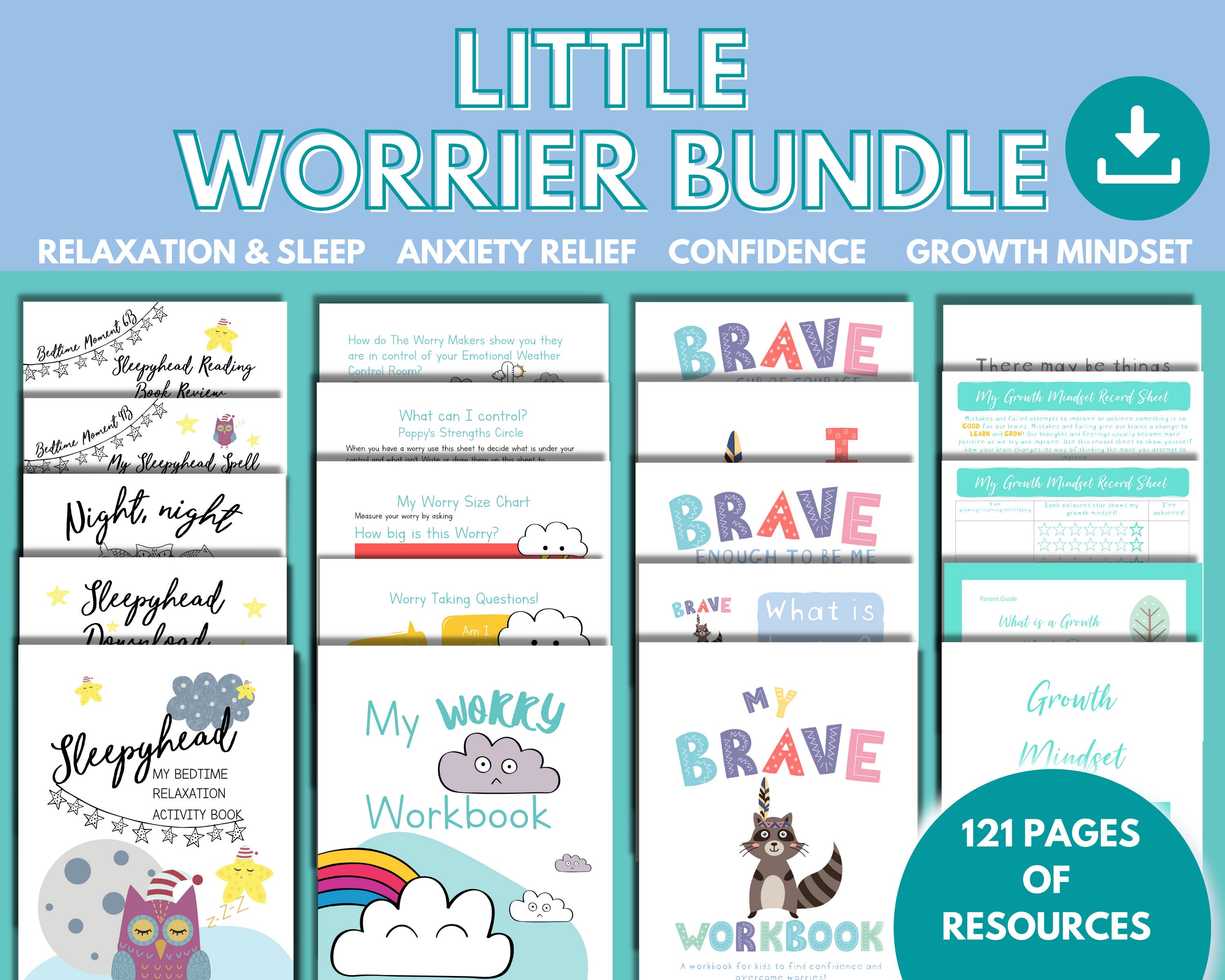 Learning & School Toys Kids Anxiety PRINTABLE Bundle Growth Mindset ...