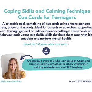Coping Skill and Calming Strategies Cue Cards for Teens | PRINTABLE ...