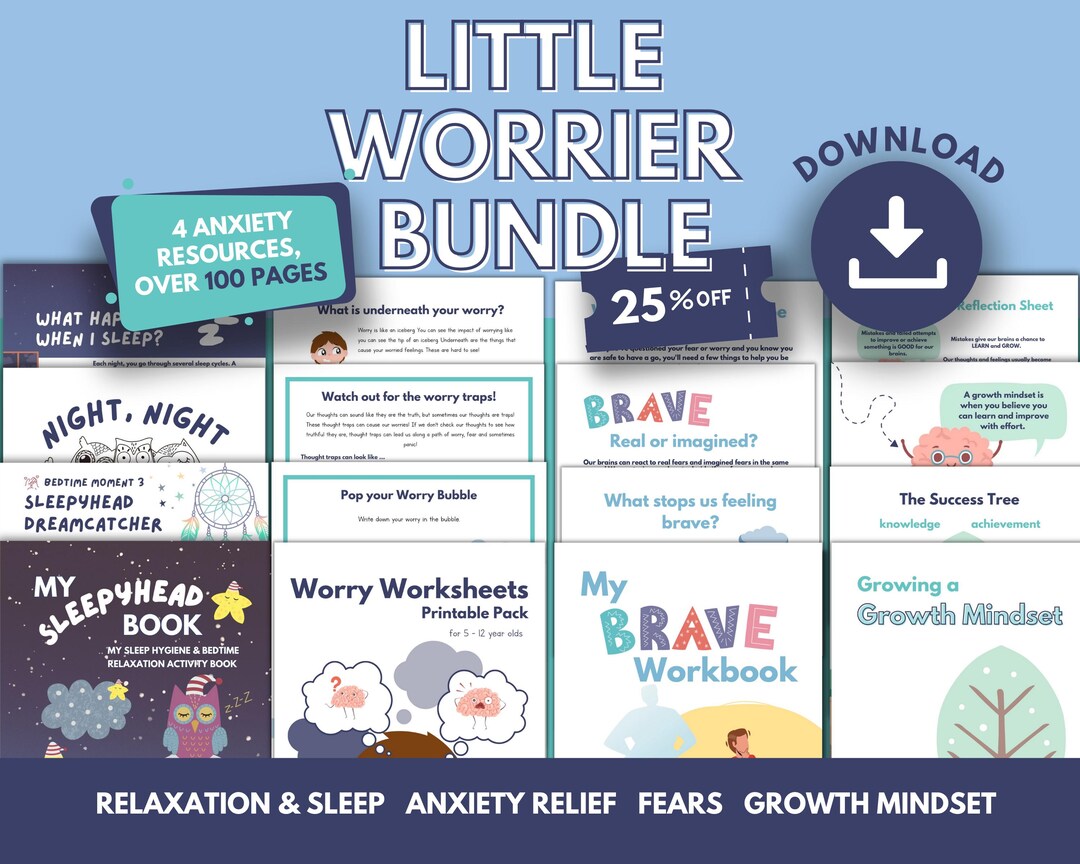 Kids Anxiety, Worry PRINTABLE Worksheet Bundle | Child Confidence ...