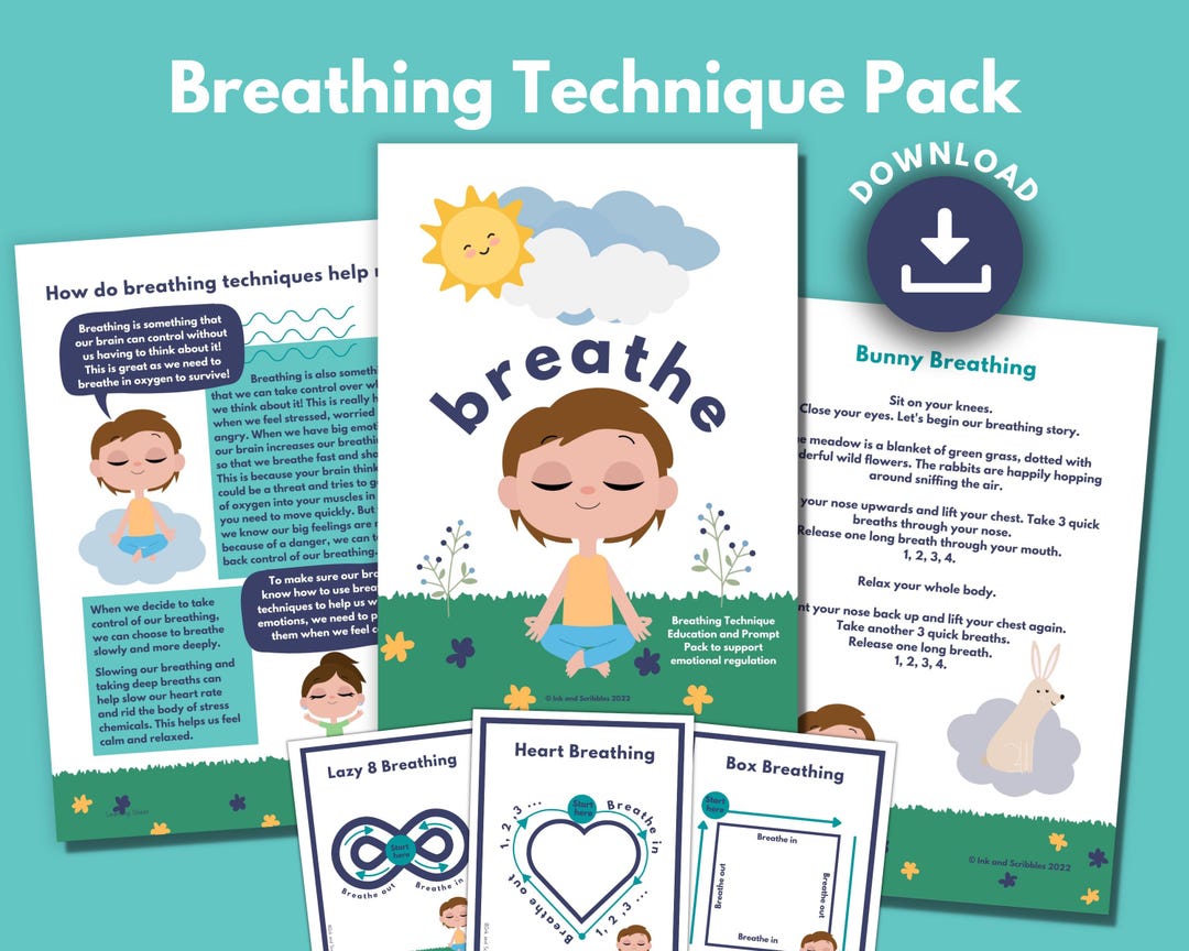 Mindful Breathing Techniques Poster & Cards: Kids Calming Tools ...