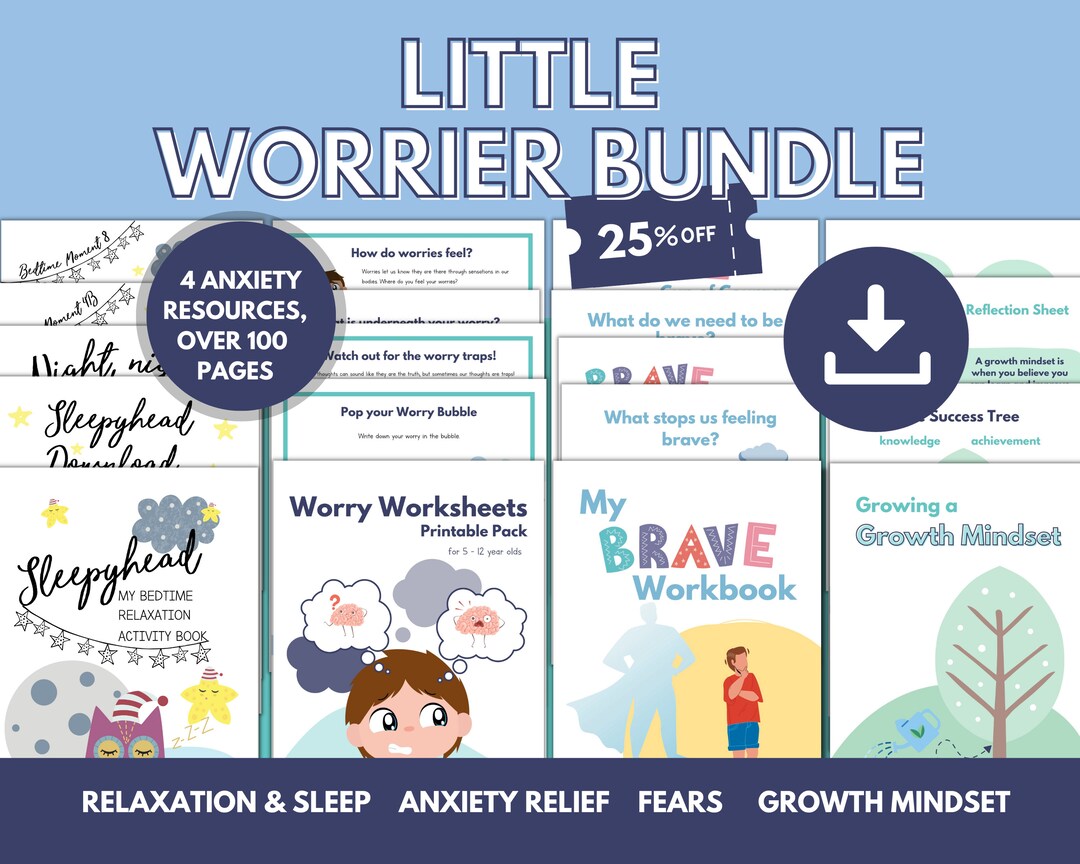 Kids Anxiety PRINTABLE Bundle Children's Worry, Confidence, Growth ...