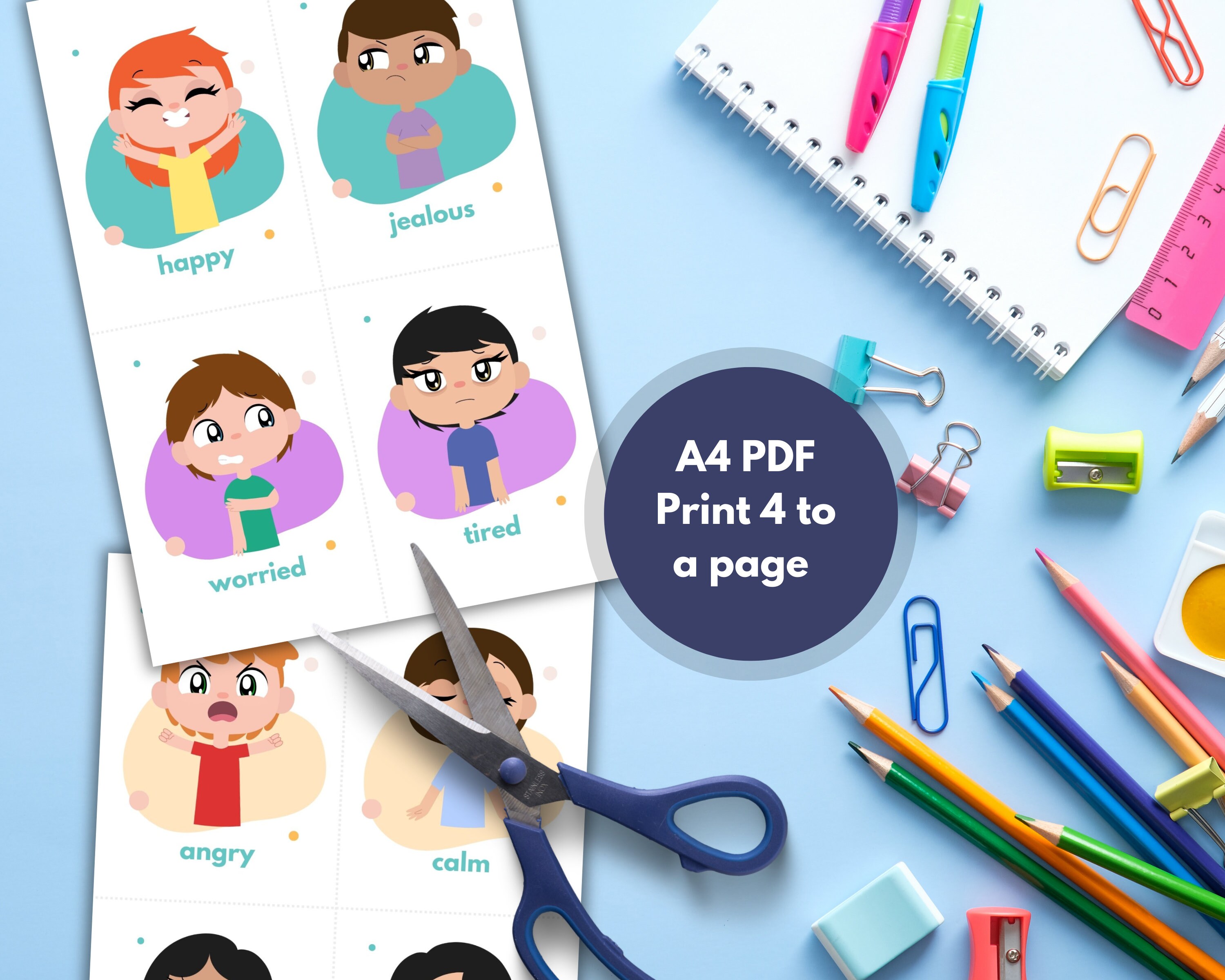 Emotion Cards PRINTABLE for Kids Feelings Flashcards Identify and ...