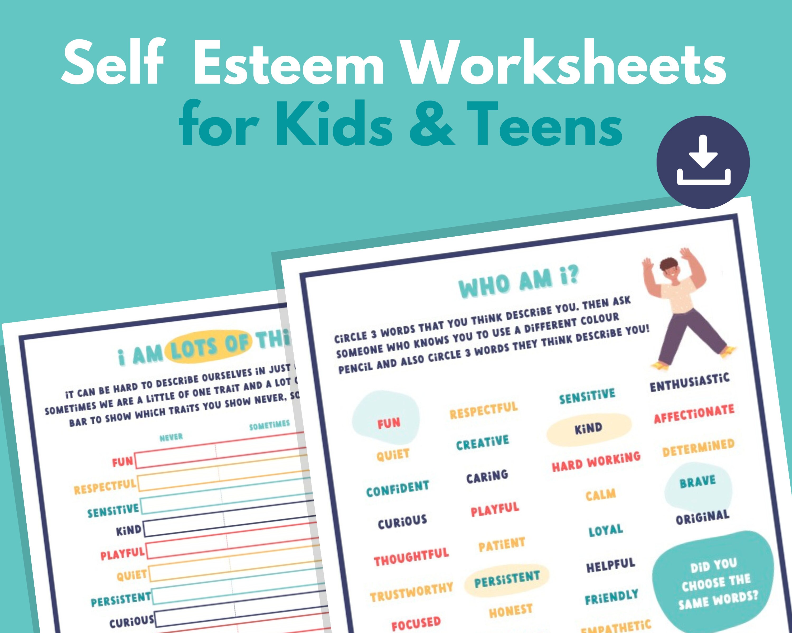 Positive Self Talk & Self Esteem Worksheets for Kids and Teens - Etsy