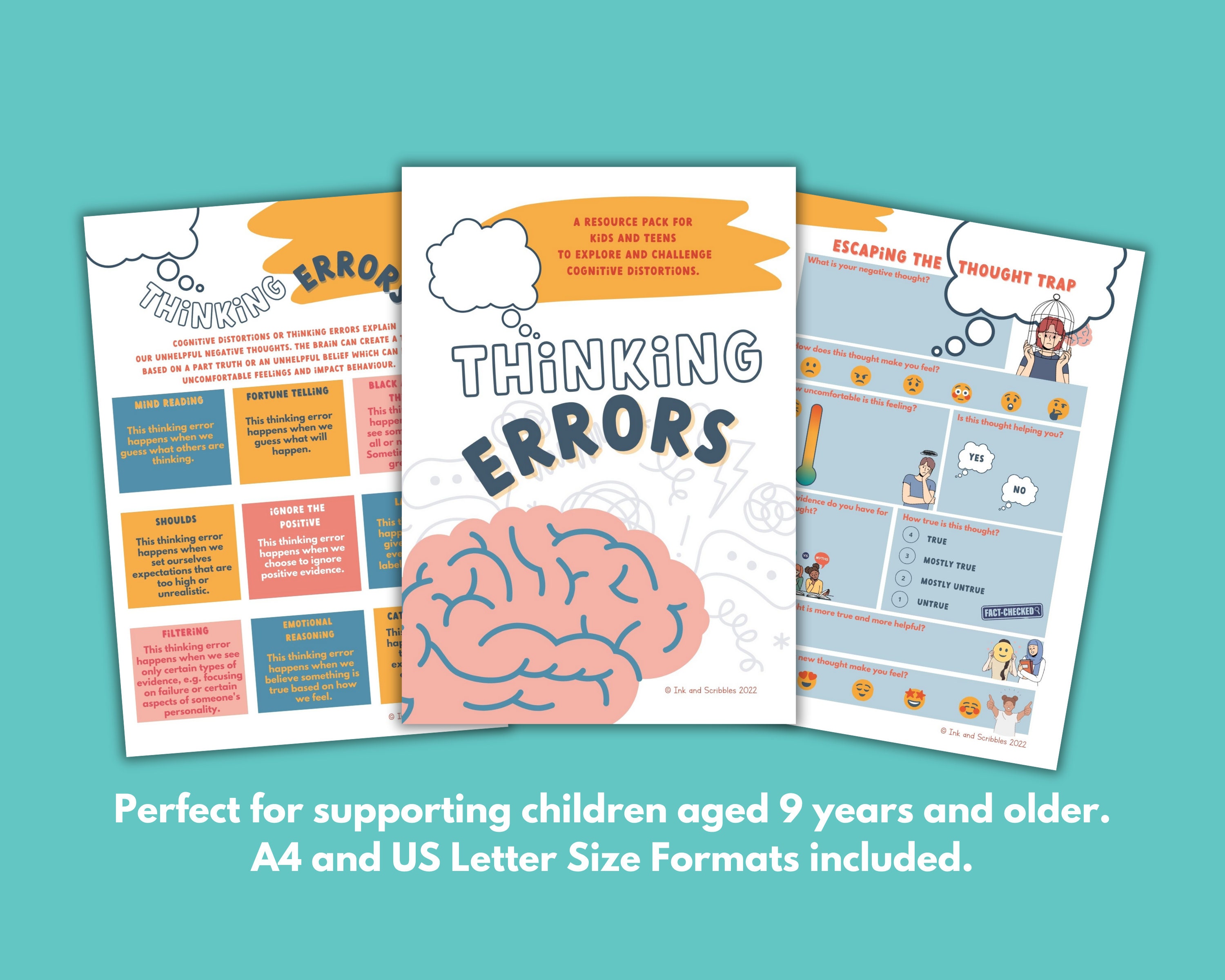 Cognitive Distortions Worksheets: CBT Thinking Errors Resource ...
