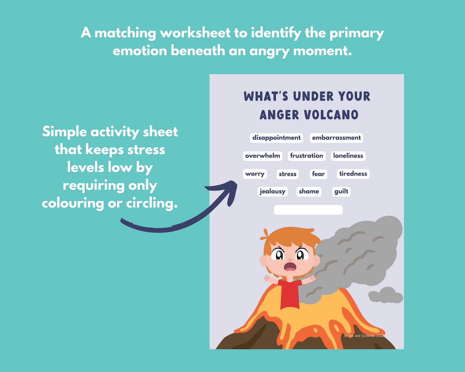 Anger Volcano Poster and Worksheet for Kids | Self Regulation Wall ...