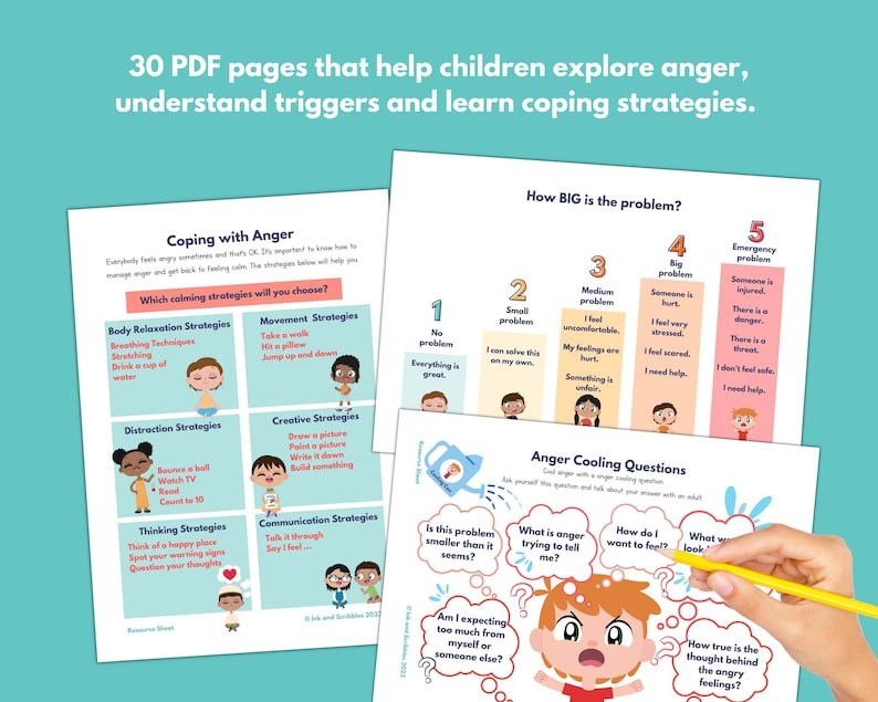 Anger Management Worksheets for Kids: Emotional Regulation, Coping ...