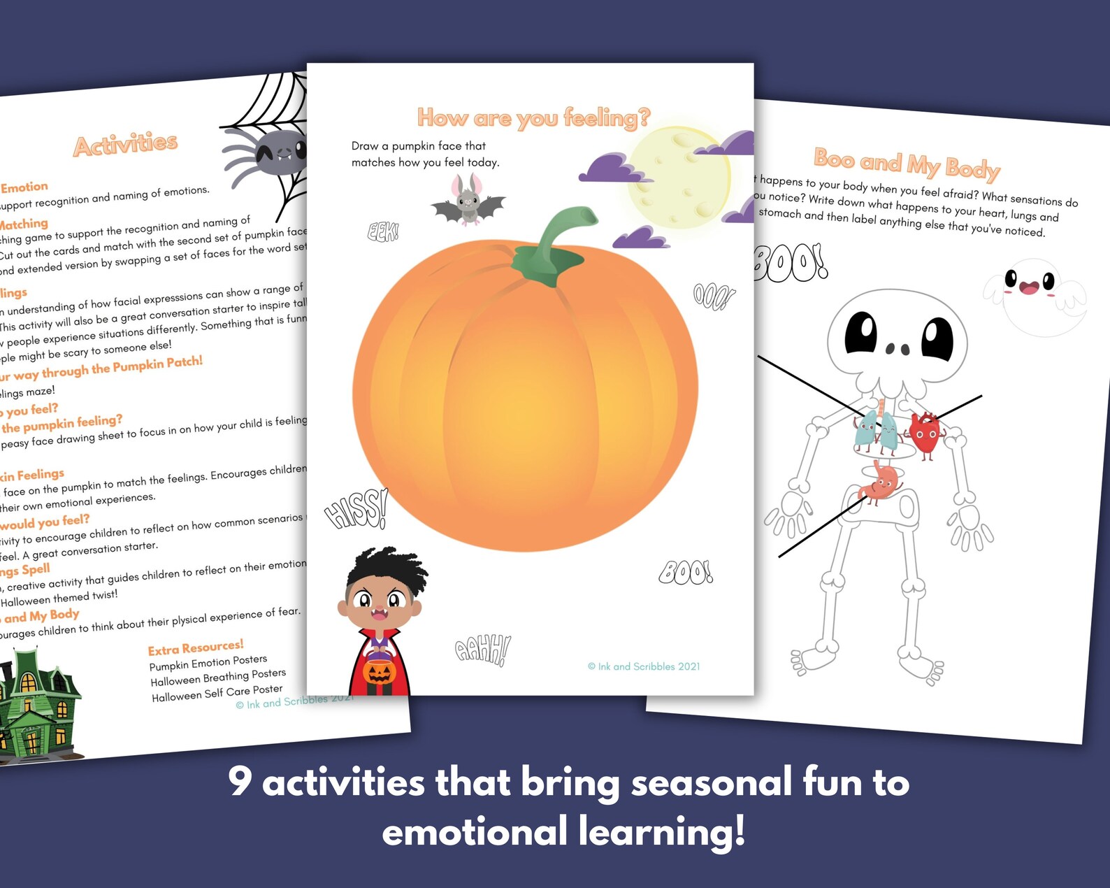 Halloween Emotion Learning Worksheets: Pumpkin Feelings Cards (digital ...