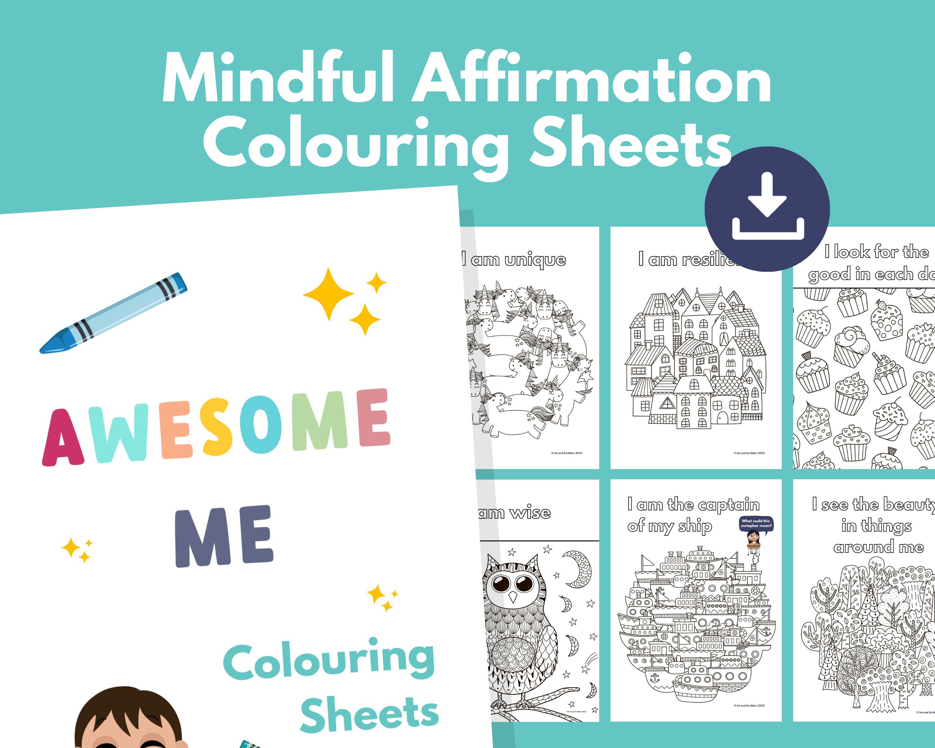Affirmation Colouring Pages for Kids Mindful Kids Colouring - Etsy UK