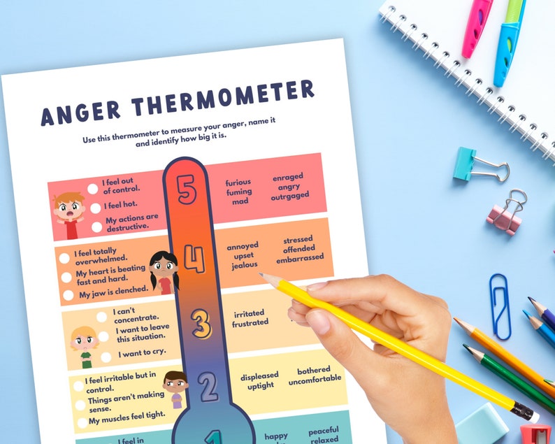 Anger Thermometer for Kids: Identify Feelings (printable, Instant ...
