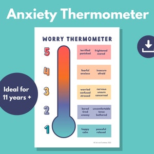Anxiety Thermometer PRINTABLE for Kids and Teens Worry Scale Poster to ...