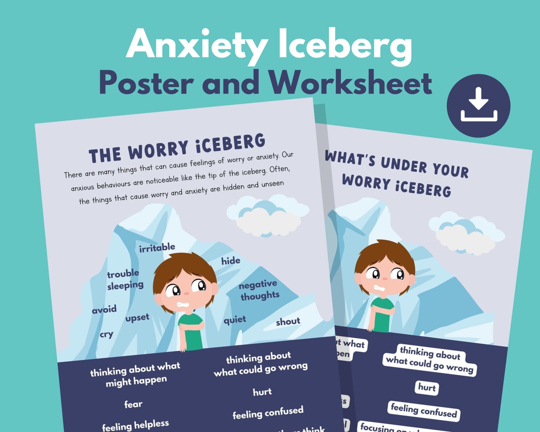 Anxiety Iceberg Print and Worksheet for Kids Worry Relief - Etsy