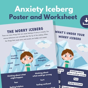 Anxiety Iceberg Print and Worksheet for Kids Worry Relief - Etsy