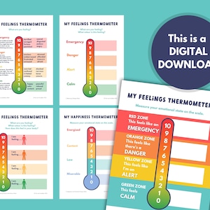 Feelings Thermometer PRINTABLE Scale for Kids and Teens | Emotion ...