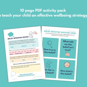 Self Esteem CBT Worksheets for Kids, Teens, Negative Thoughts, Limiting ...