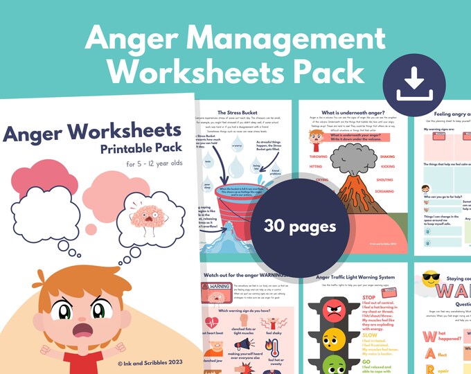 Anger Management Worksheets for Kids PRINTABLE Managing Emotions ...