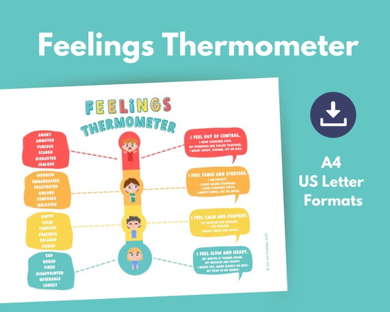 Feelings Thermometer PRINTABLE for Kids Emotion Chart - Etsy