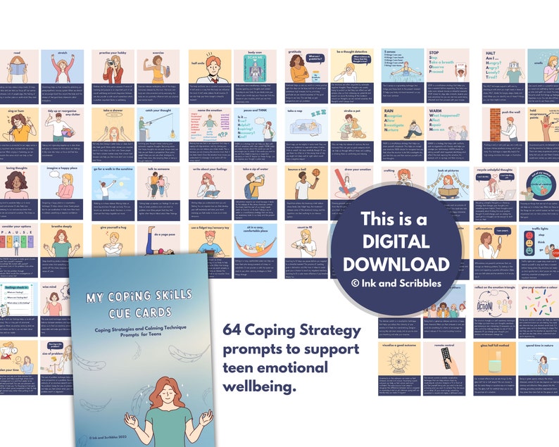 Coping Skill and Calming Strategies Cue Cards for Teens | PRINTABLE ...