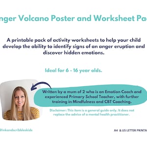 Anger Volcano PRINTABLE for Kids | Anger Management Posters | Emotional ...