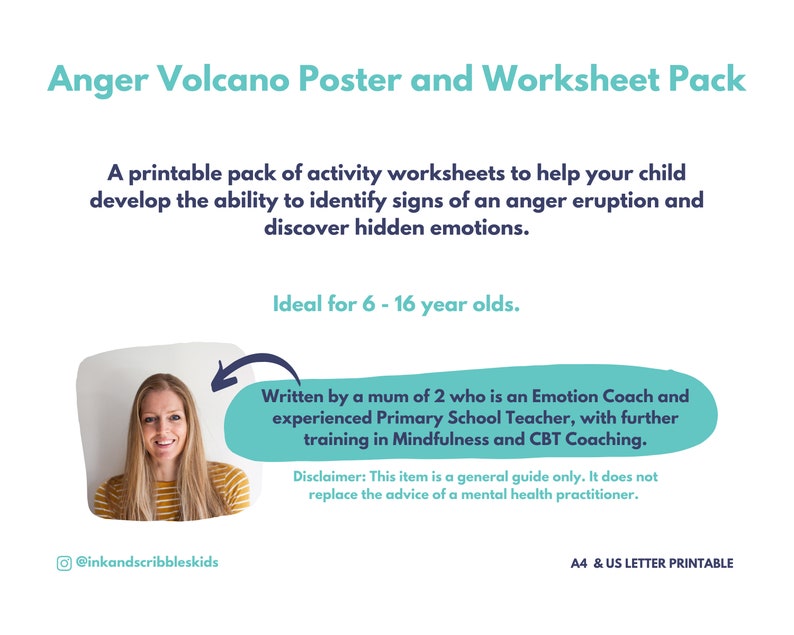 Anger Volcano PRINTABLE for Kids | Anger Management Posters | Emotional ...