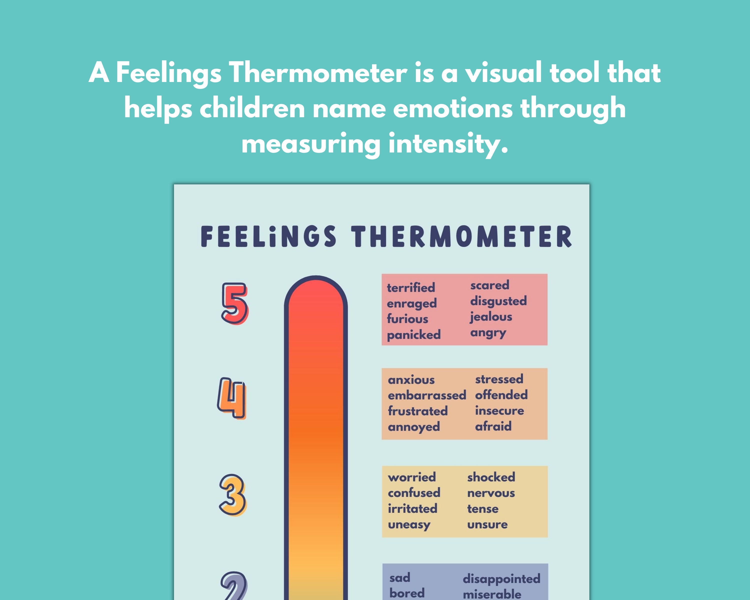 Emotions Thermometer Scale PRINTABLE for Kids Identifying - Etsy
