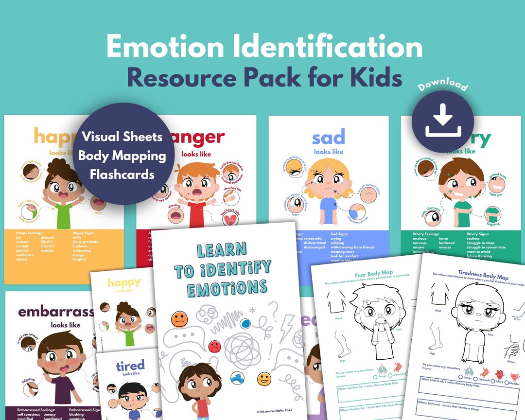 Emotion Identification and Recognition Kids PRINTABLE Body Mapping ...