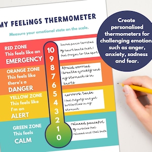 Feelings Thermometer PRINTABLE Scale for Kids and Teens | Emotion ...