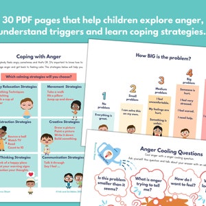 Anger Management Worksheets for Kids PRINTABLE Managing Emotions ...