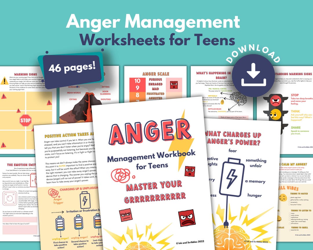 Teen Anger Management Workbook Printable PDF | Emotional Regulation ...