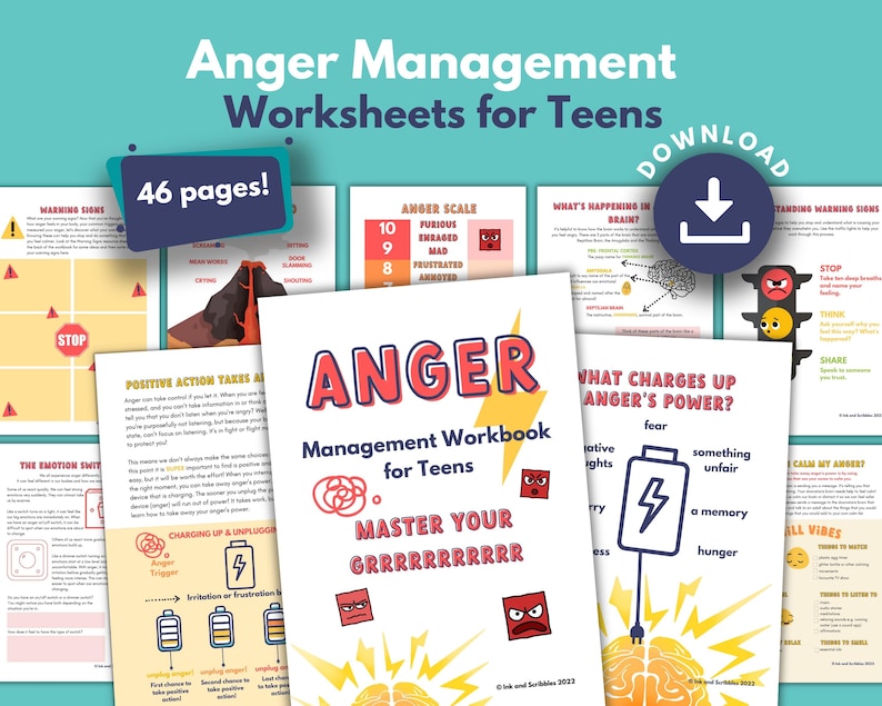 Teen Anger Management Workbook Printable PDF | Emotional Regulation ...