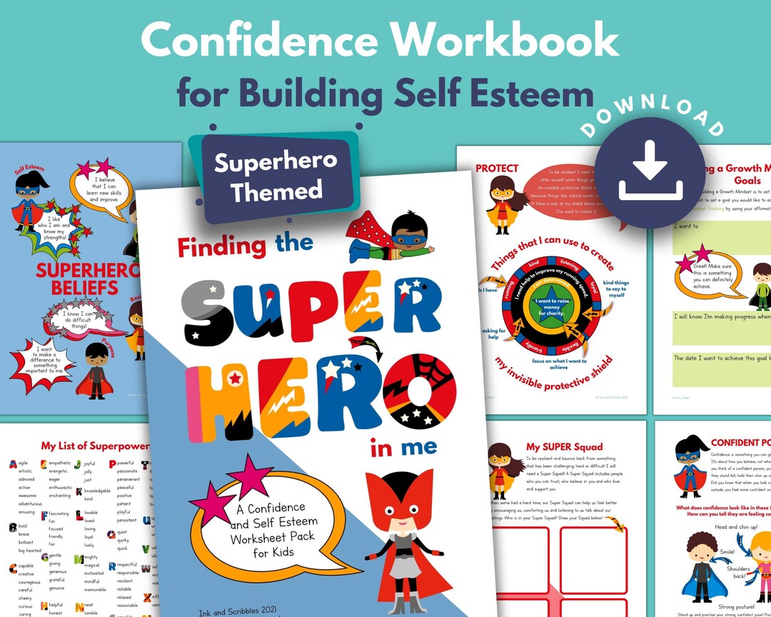 Confidence Self Esteem PRINTABLE for Kids | Superhero Themed Growth ...